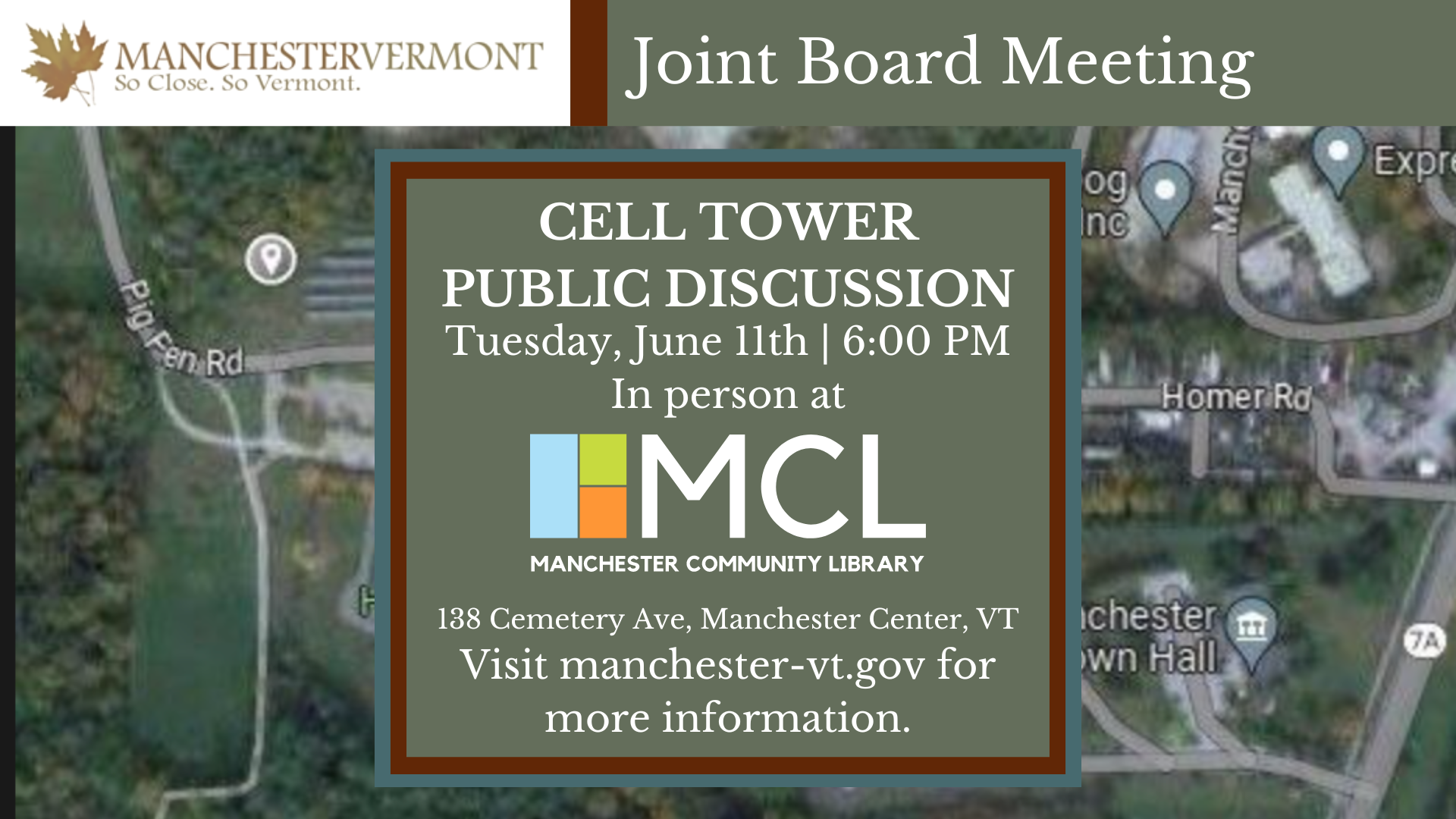 Town of Manchester Joint Board Meeting for Cell Tower Discussion ...